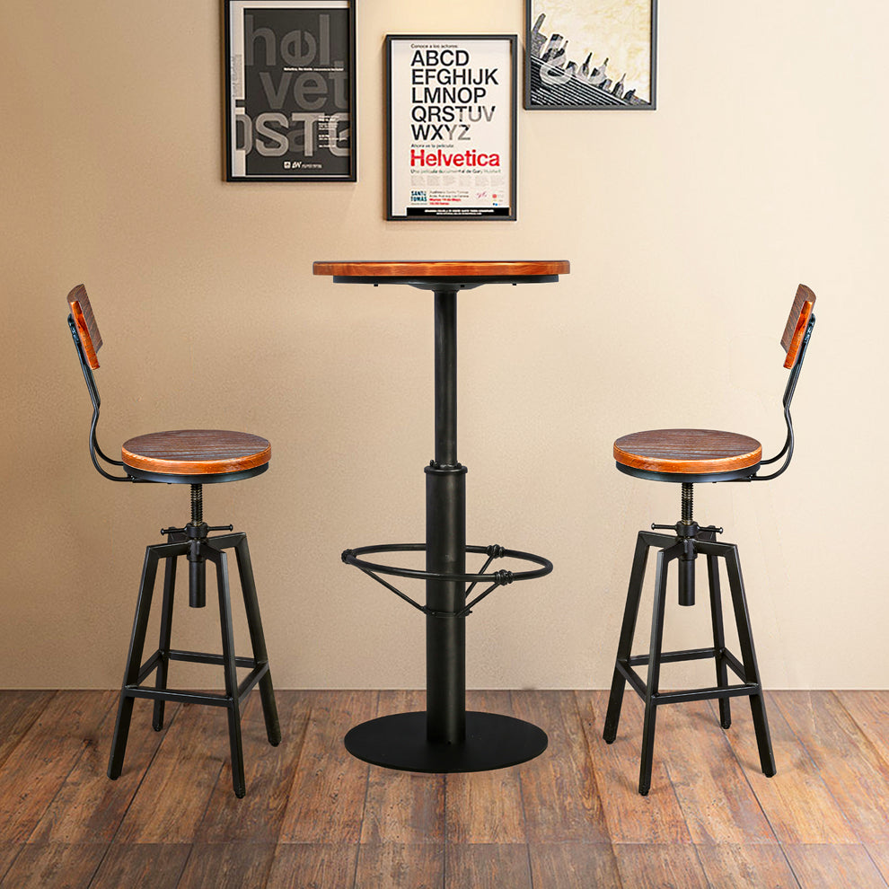 Bar Table Industrial Pub Bistro Tables Rustic Kitchen Dining Desk Soli ...